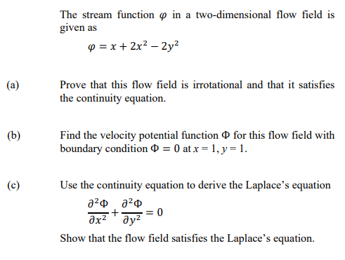 Solved The stream function in a two-dimensional flow field | Chegg.com