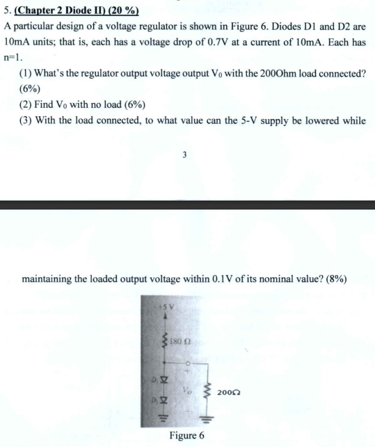 Solved 5. (Chapter 2 Diode II) (20%) A particular design of | Chegg.com