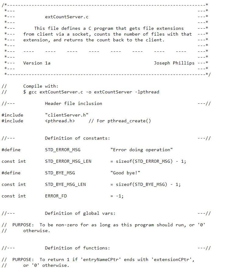 Solved // Compile with: // $ gcc extCountClient.c -o | Chegg.com