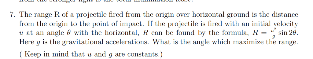 Solved The range R of a projectile fired from the origin | Chegg.com