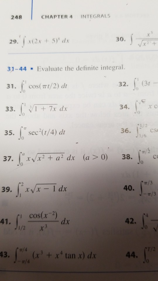 Solved Evaluate the definite integral integral 0 to a , x | Chegg.com