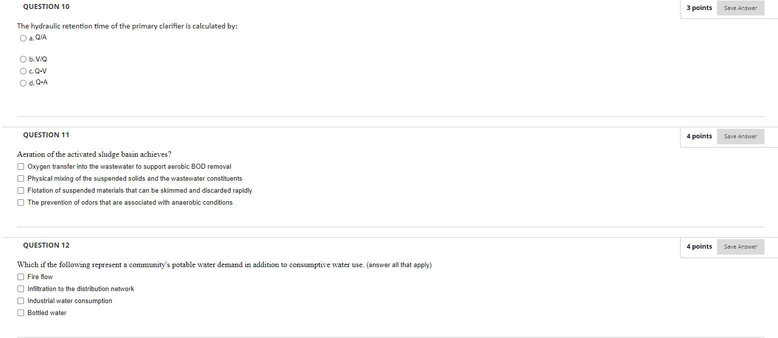 Solved The hydraulic retention time of the primary clarifier | Chegg.com