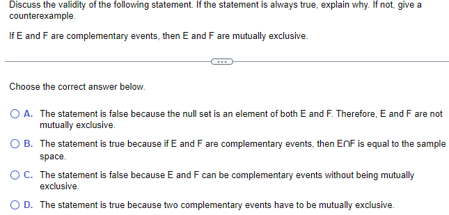 Solved Discuss the validity of the following statement. If | Chegg.com