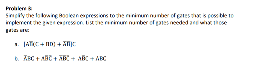 Solved Problem 3: Simplify the following Boolean expressions | Chegg.com
