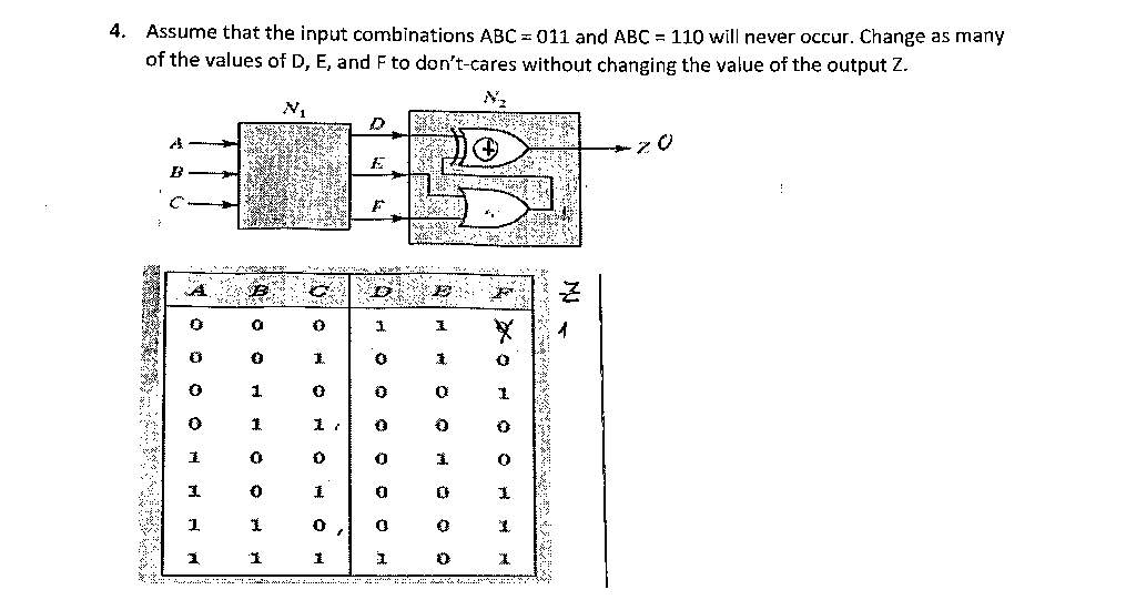 Solved 4. Assume that the input combinations ABC=011 and | Chegg.com