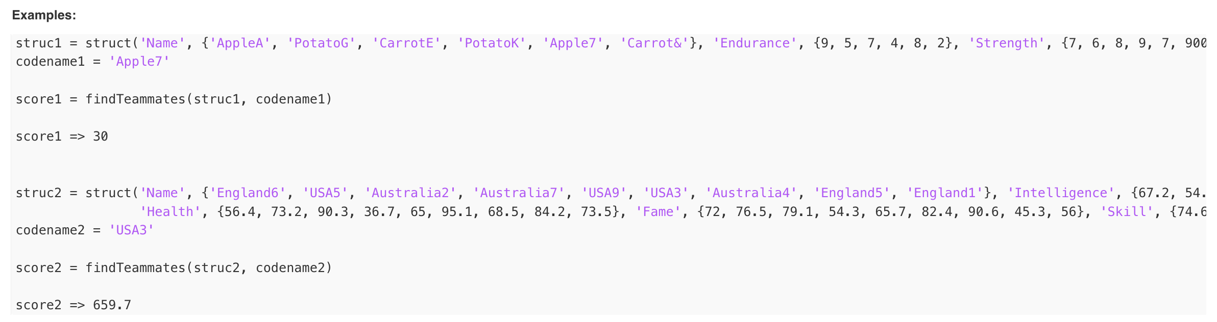Solved Function: find Teammates Input(s): (structure array) | Chegg.com