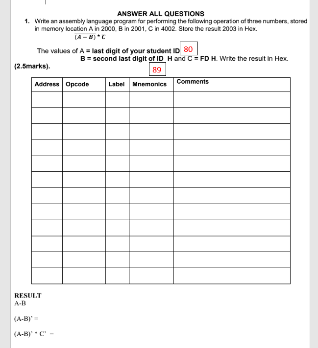 Solved ANSWER ALL QUESTIONS 1. Write an assembly language | Chegg.com