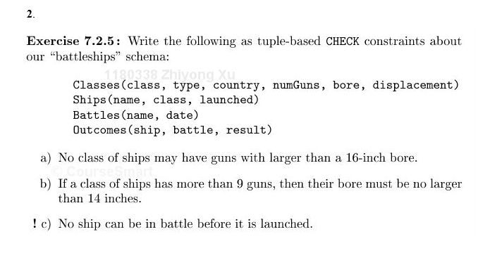 Solved Exercise 7.2.5 : Write the following as tuple-based | Chegg.com