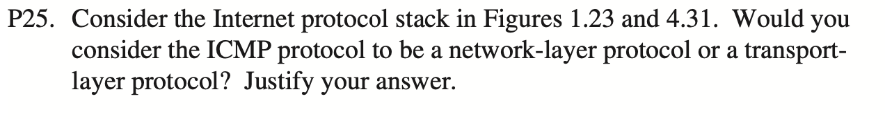 Solved 25. Consider the Internet protocol stack in Figures | Chegg.com
