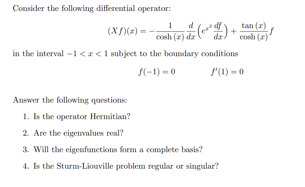 Solved Consider the following differential | Chegg.com