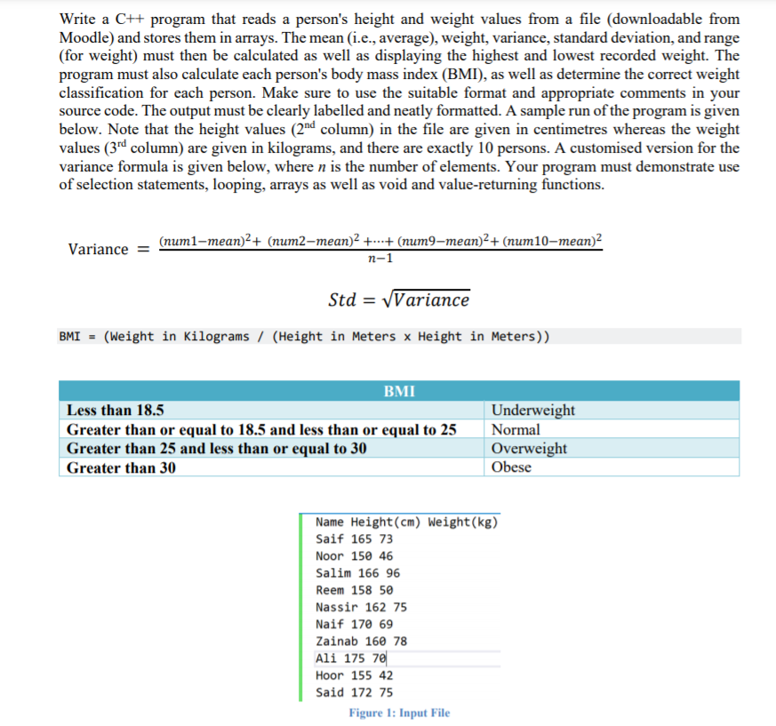 Solved Write a C++ program that reads a person's height and | Chegg.com