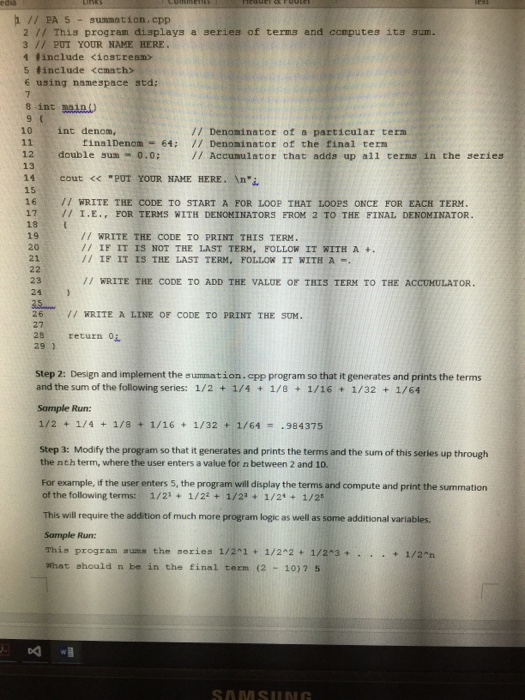 Solved Pa 5 Summation Cpp This Program Displays A
