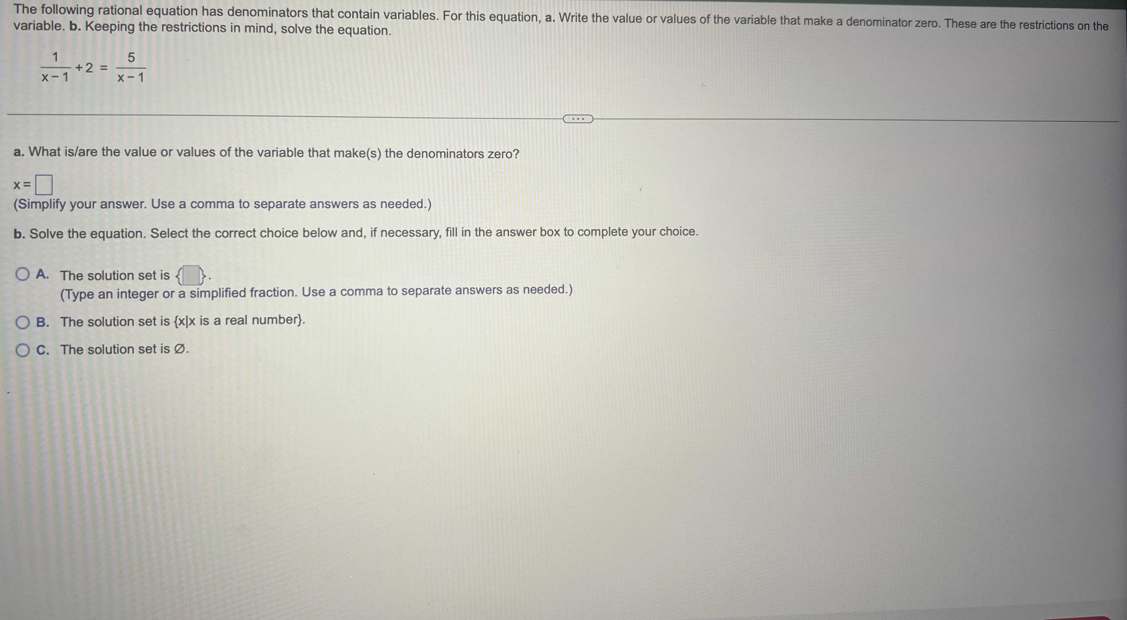 Solved The following rational equation has denominators that | Chegg.com