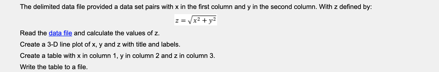 Solved The delimited data file provided a data set pairs | Chegg.com