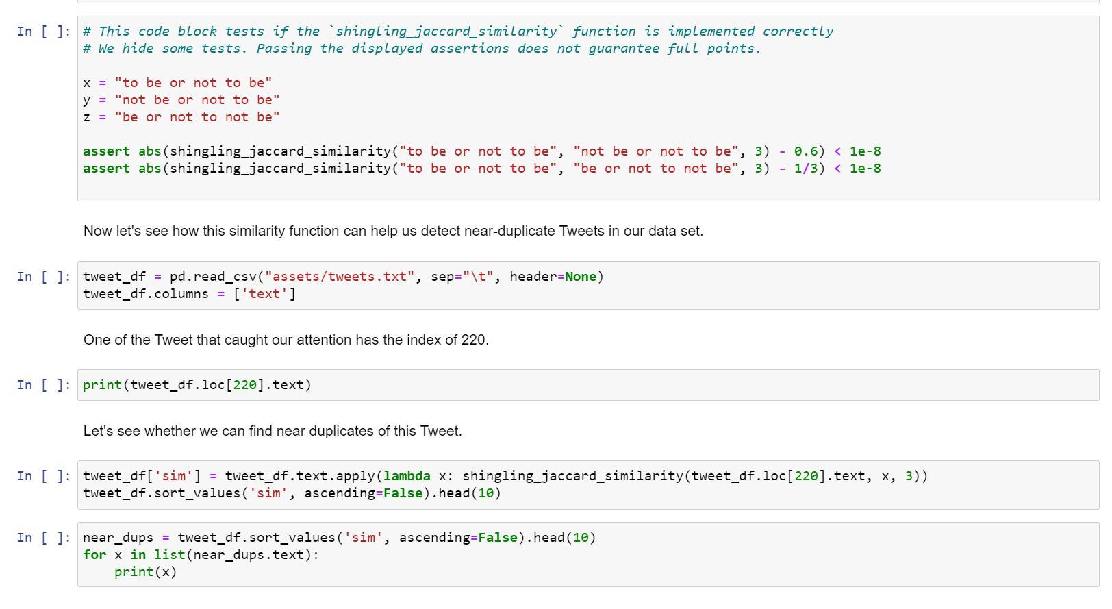Detecting Near Duplicates Sequence similarity metrics | Chegg.com