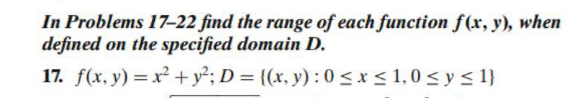 Solved In Problems 17-22 find the range of each function | Chegg.com