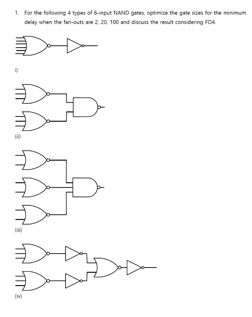 Solved 1. For the following 4 types of 6-input NAND gates, | Chegg.com