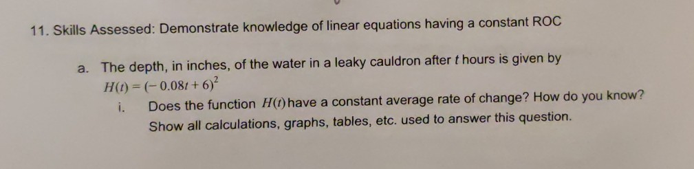 Solved 11. Skills Assessed: Demonstrate knowledge of linear | Chegg.com