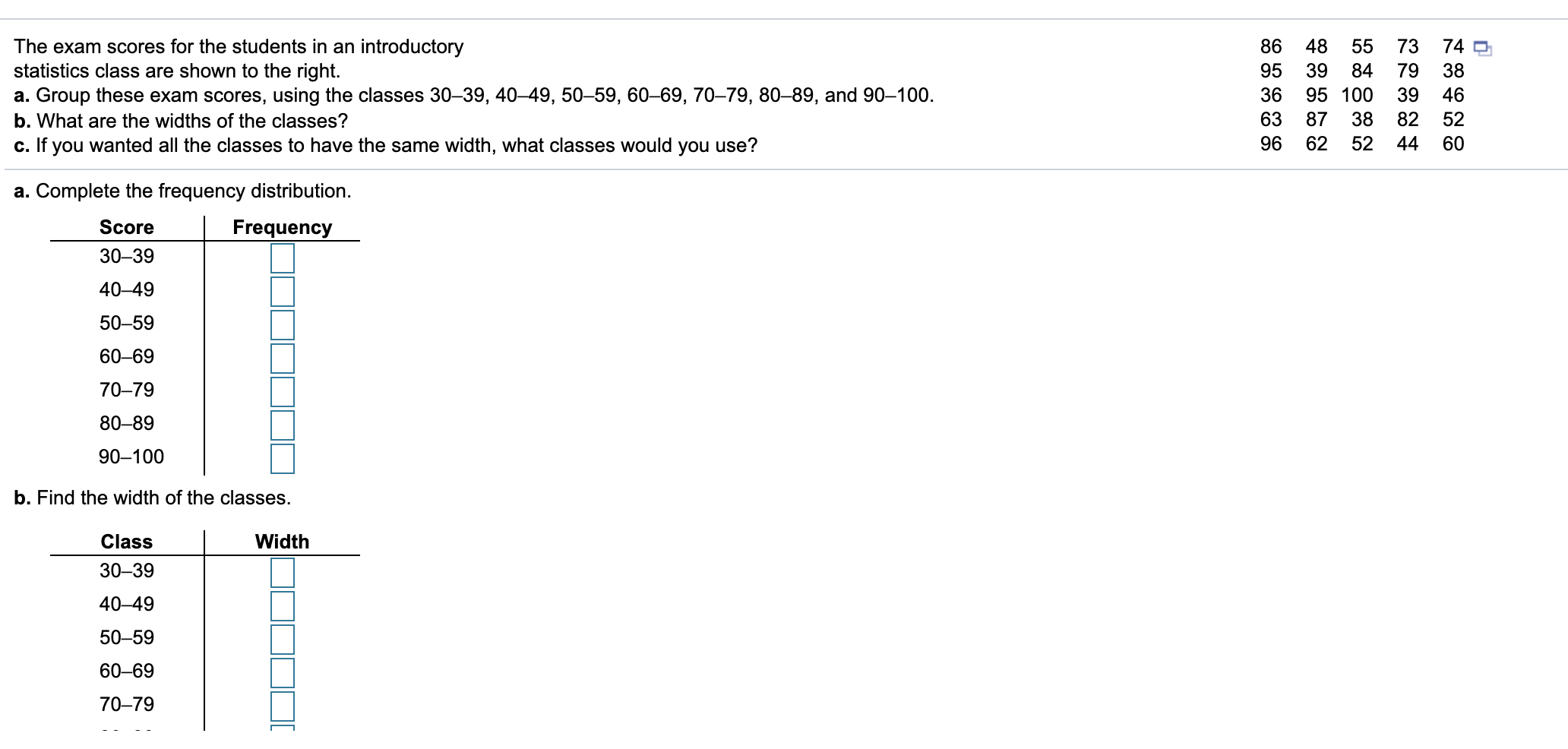 Solved The exam scores for the students in an introductory | Chegg.com