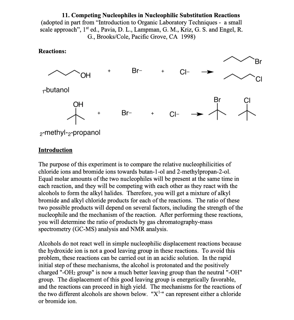 Solved 11. Competing Nucleophiles in Nucleophilic | Chegg.com
