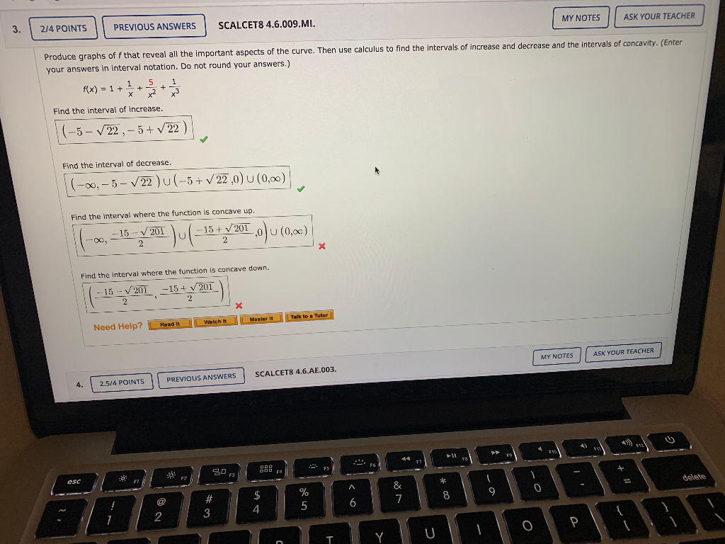 Solved 2/4 POINTS PREVIOUS ANSWERS SCALCET8 4.6.009.MI. MY | Chegg.com