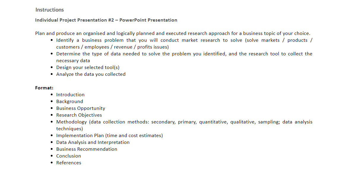 Solved Instructions Individual Project Presentation #2 - | Chegg.com
