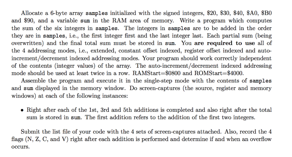 Solved Allocate A 6 Byte Array Samples Initialized With The