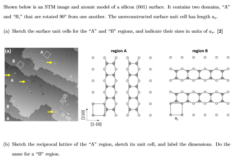 Shown below is an STM image and atomic model of a | Chegg.com