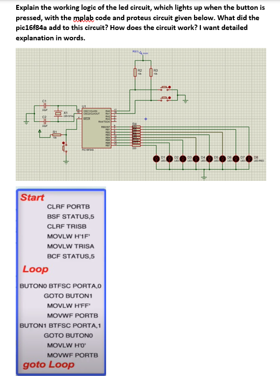 Solved Explain the working logic of the led circuit, which | Chegg.com