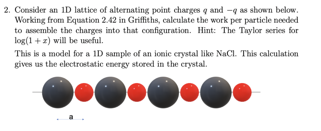Solved 2. Consider an 1D lattice of alternating point | Chegg.com