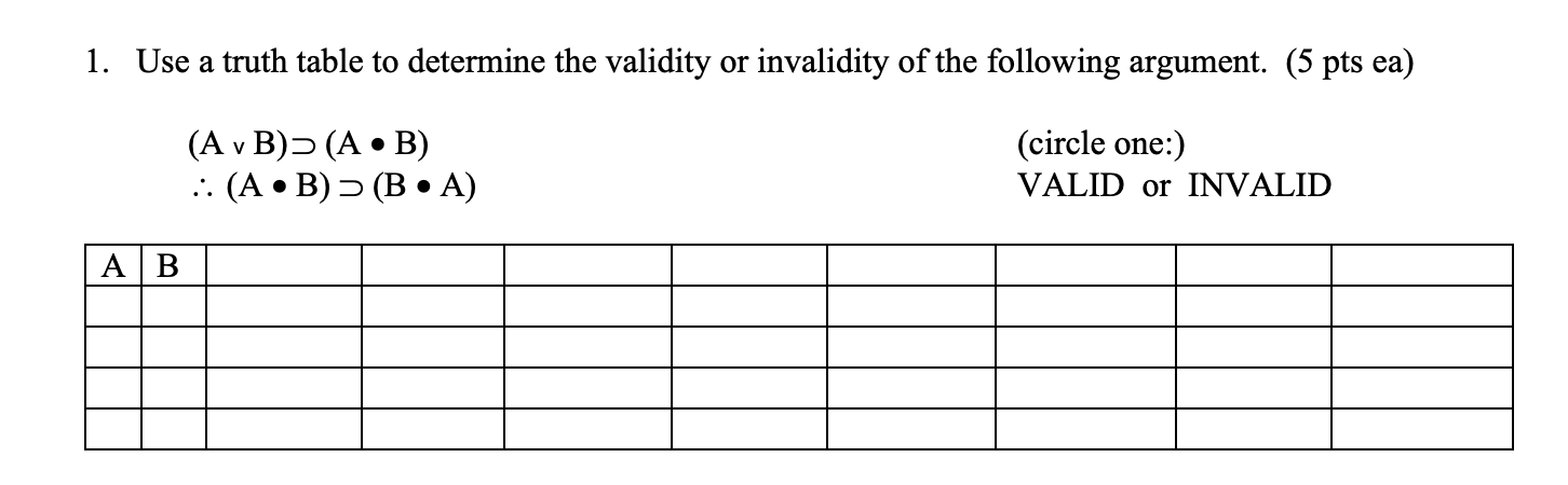Solved Use a truth table to determine the validity or | Chegg.com