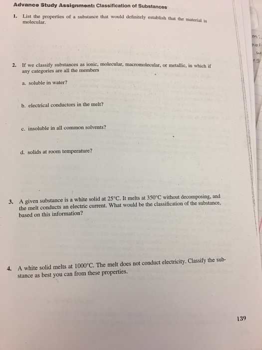 Solved Advance Study Assignment: Classification of | Chegg.com