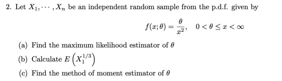 Solved Let x1,cdots,xn ﻿be an independent random sample from | Chegg.com