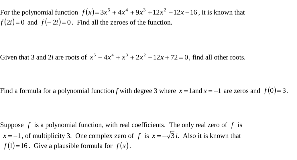 Solved For the polynomial function f(x)=3x5 +4x4 + 9x3 +12x2 | Chegg.com
