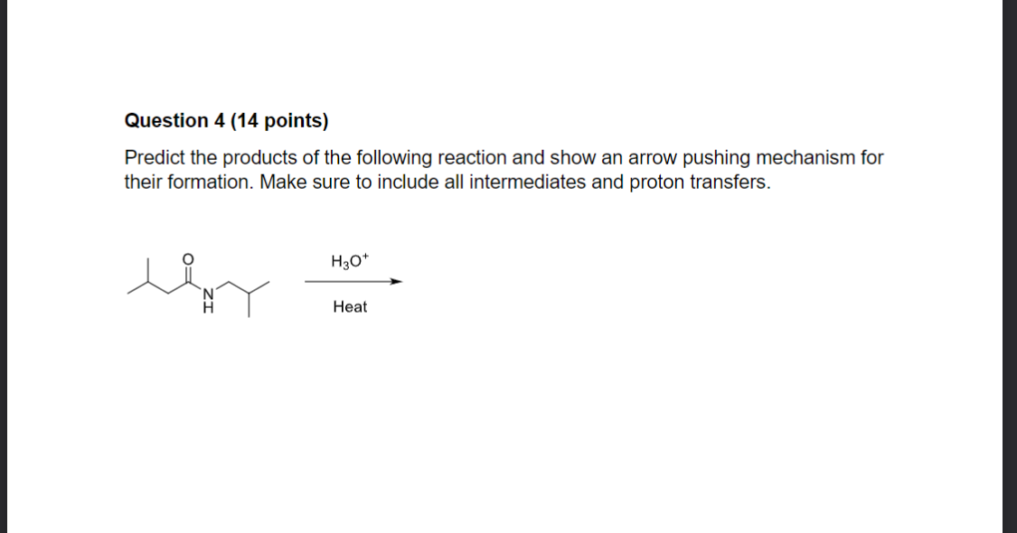 Solved Question 4 (14 points) Predict the products of the | Chegg.com