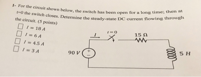 Solved 1- For the circuit shown below, the switch has been | Chegg.com