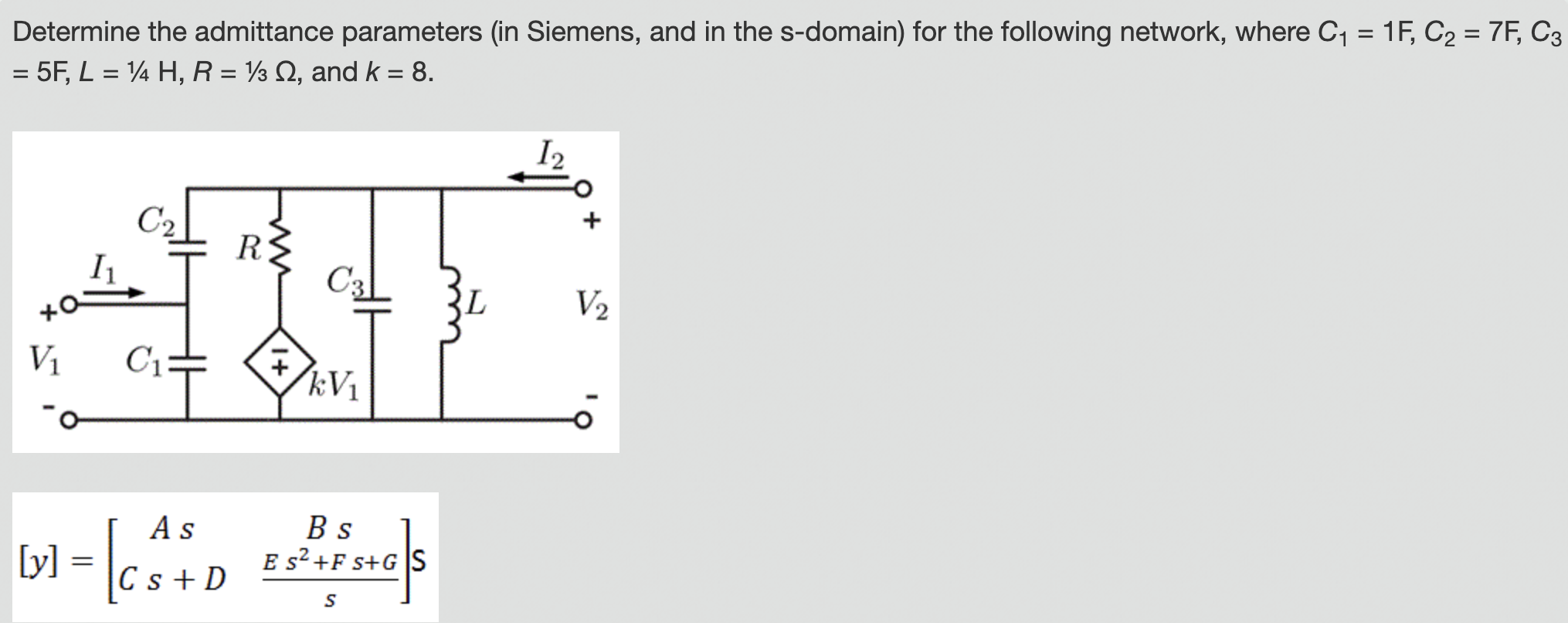Solved Determine the admittance parameters (in Siemens, and | Chegg.com