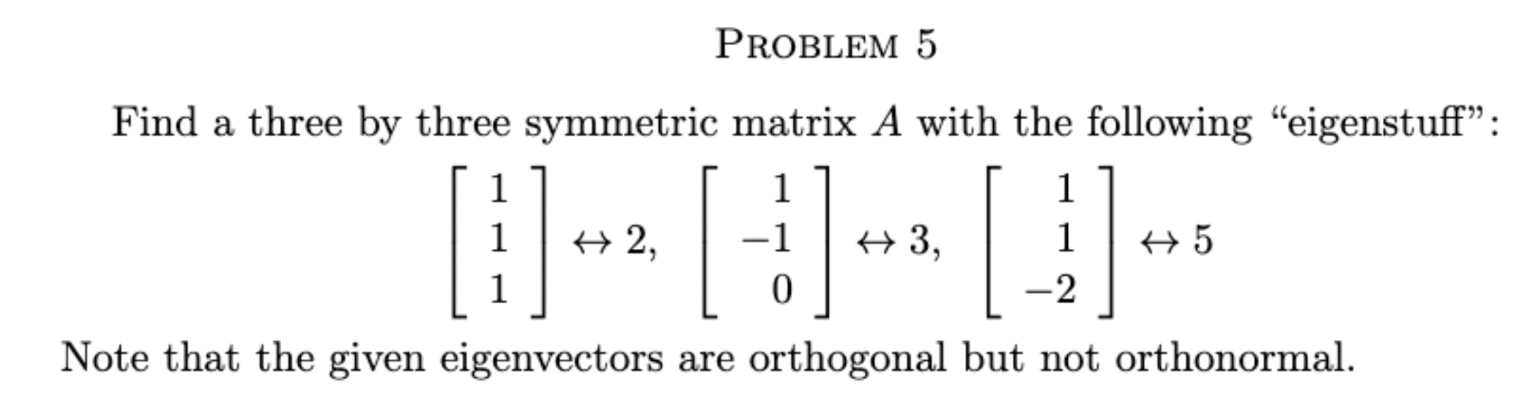 Solved Find a three by three symmetric matrix A with the | Chegg.com
