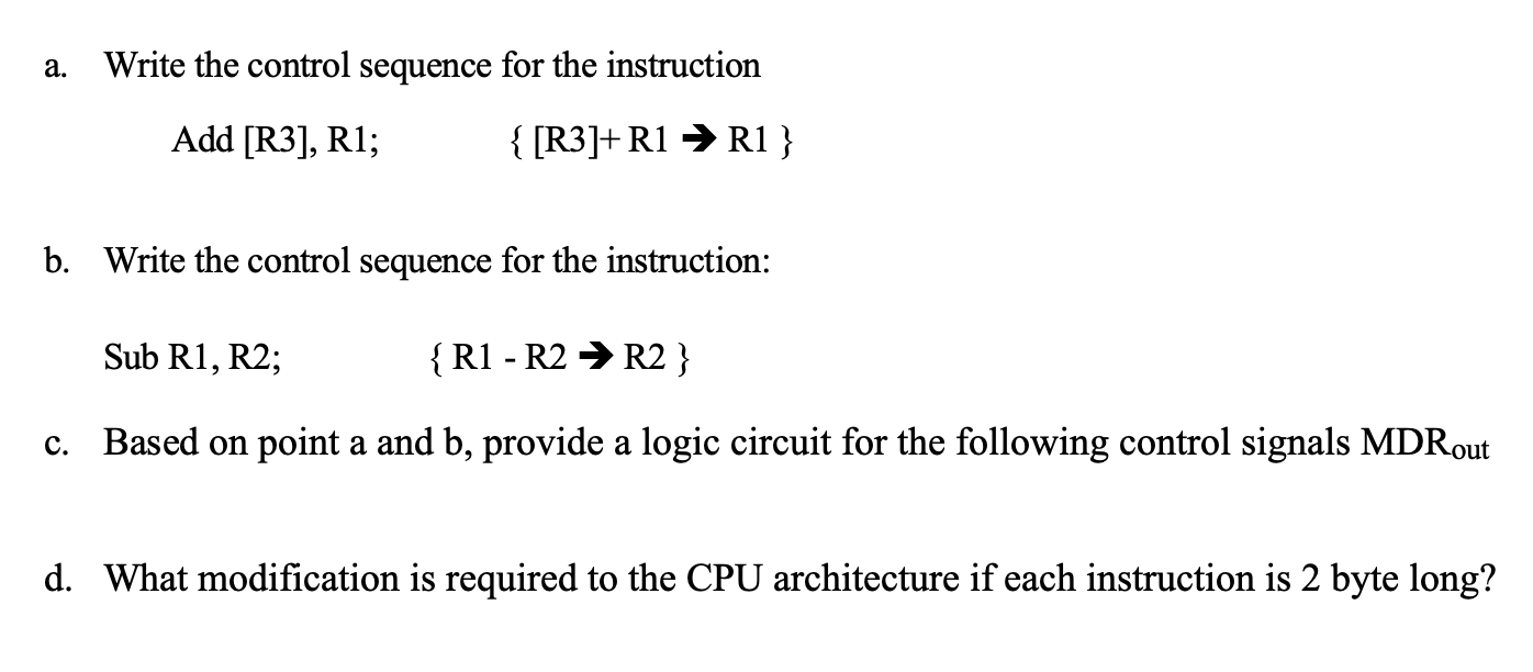 Solved 2. [5-5-3-2] Consider the below single bus CPU | Chegg.com