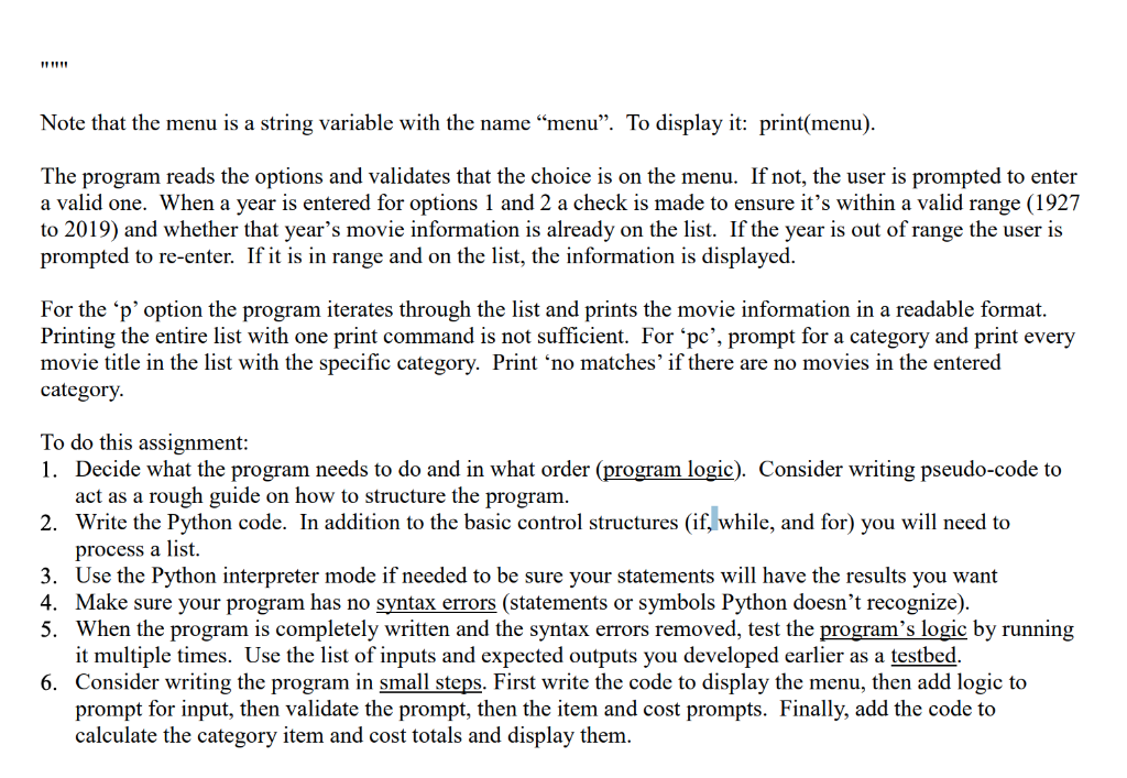 In this assignment you are asked to write a Python | Chegg.com