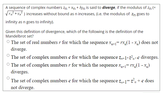 Solved A sequence of complex numbers Zn = xn + iyn is said | Chegg.com