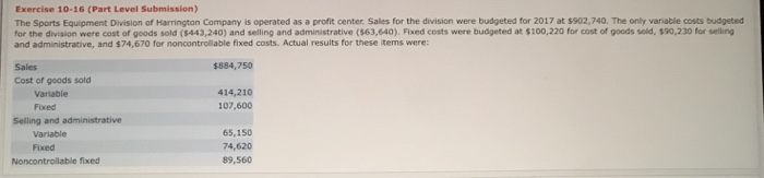 Solved Exercise 10-16 (Part Level Submission) The Sports | Chegg.com