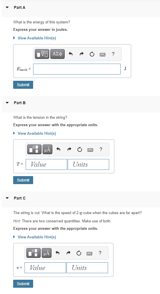 Solved Two small metal cubes with masses 2.0 g and 4.0 g are | Chegg.com