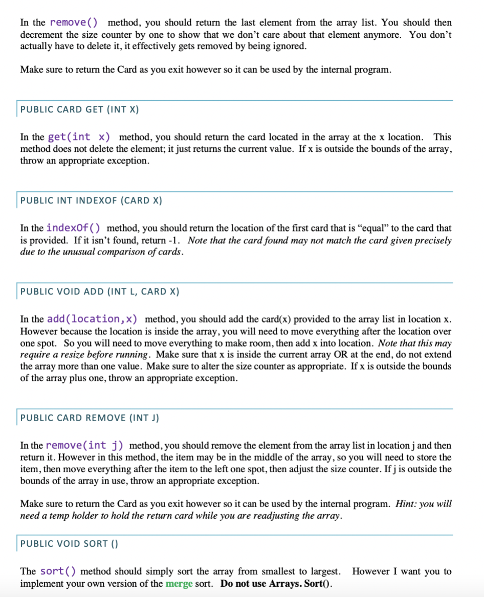 Solved CS145 - PROGRAMMING ASSIGNMENT CARD ARRAY LIST | Chegg.com