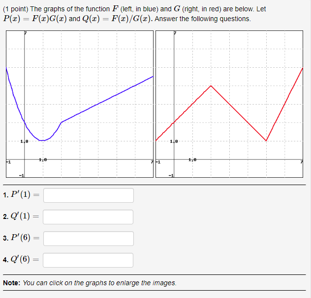 Solved (1 point) The graphs of the function F (left, in | Chegg.com