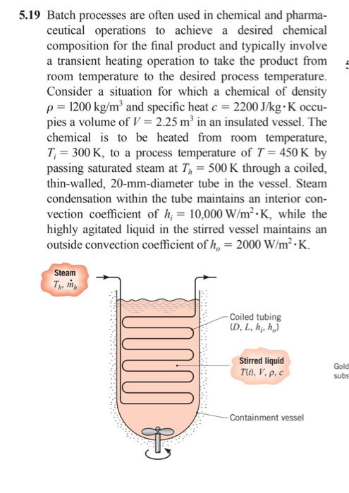 Solved 5.19 Batch processes are often used in chemical and | Chegg.com