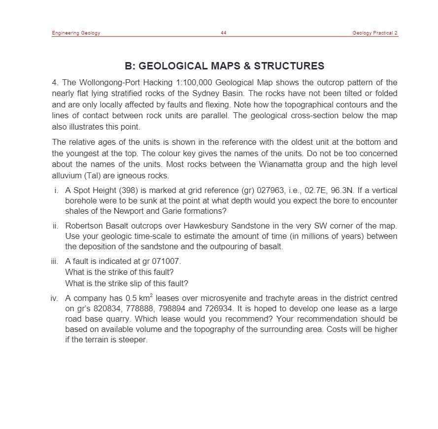 Solved Engineering Geology 44 Geology Practical 2 B: | Chegg.com