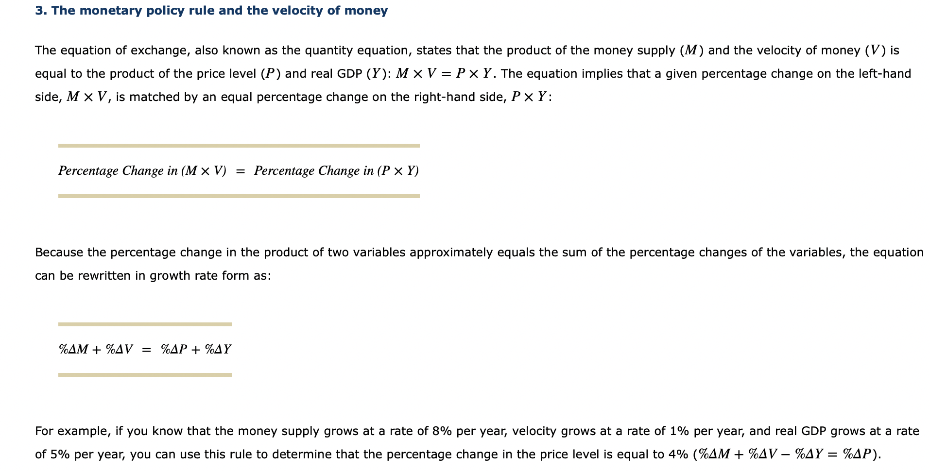 Solved 3. The monetary policy rule and the velocity of money | Chegg.com