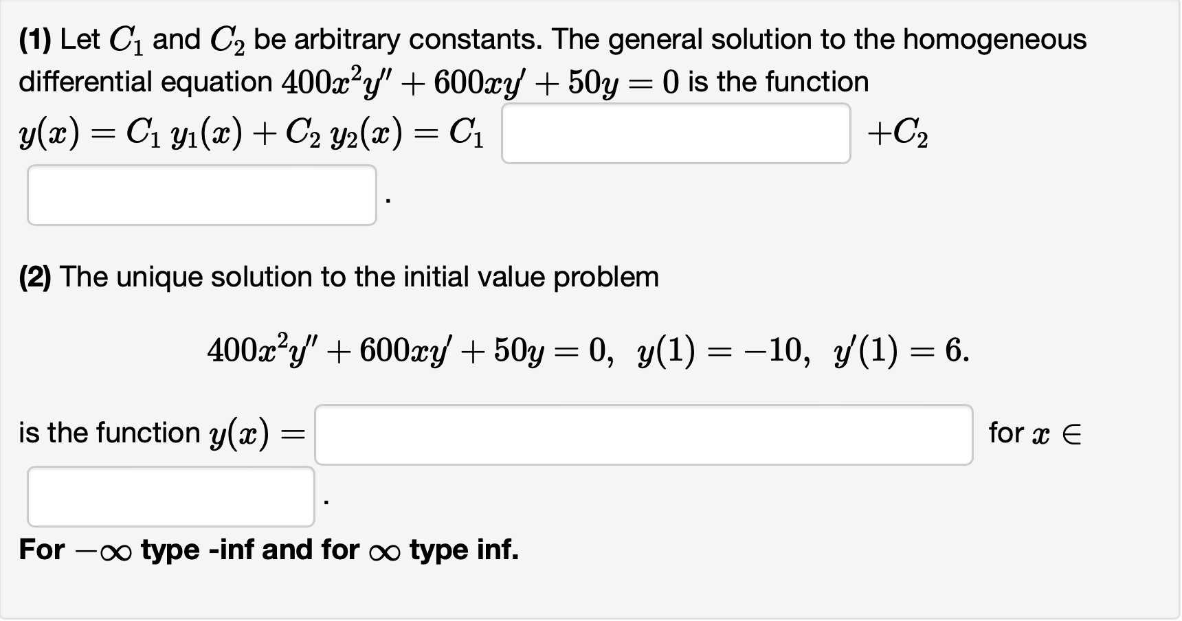Solved (1) Let C1 and C2 be arbitrary constants. The general | Chegg.com