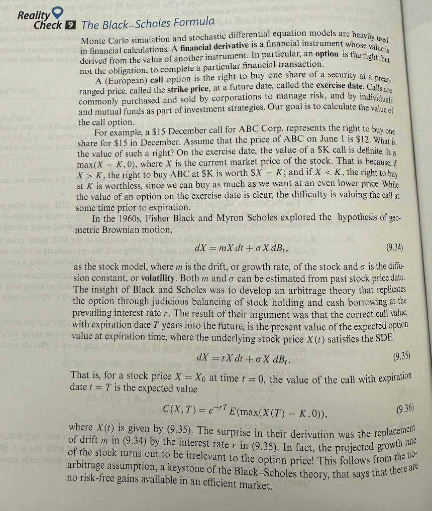 Solved k 9 The Black-Scholes Formula Monte Carlo simulation | Chegg.com